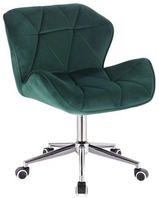 LuxuryForm DESIGN Otočná židle MILANO VELUR na stříbrné podstavě s kolečky - zelená