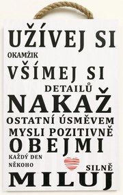 Dřevěný obraz "Užívej si" 20x30 cm CZ/SK tištěné na dřevo bez rámu Jazyk: CZ
