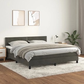 Box spring postel s matrací tmavě šedá 160x200 cm samet
