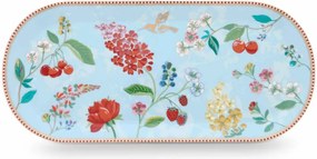 Pip Studio Floral Hummingbirds Servírovací talíř modrý 33,3x15,5