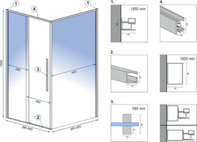 Čtvercový sprchový kout REA SOLAR 90x90 cm, černý matný/transparent + vanička Savoy bílá