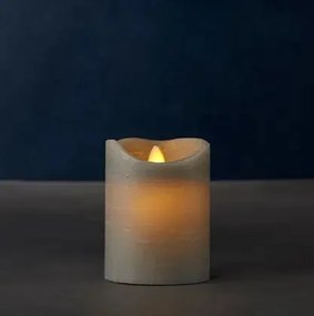 LED svíčka na baterie vosková Sara, Ø 7,5 × 10 cm, šedá, 2× AA