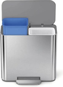 Odpadkový koš na tříděný odpad/nášlapný z nerezové oceli v matně stříbrné barvě 15 l Dual Mini – simplehuman