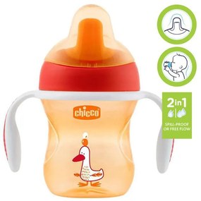 Chicco Hrneček Training s držadly 200 ml, 6m + Červený