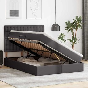 Postel s úložným prostorem s čelo Šedá 140 x 190 cm Umělá kůže 3371667