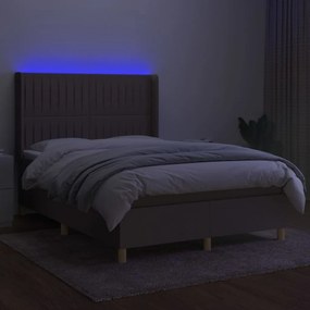 Box spring postel s matrací a LED taupe 140x200 cm textil 3139041