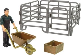 LEAN Toys Sada figurek hospodářských zvířat s farmářem a ptáky