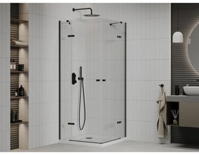 Mexen Roma Duo, sprchový kout 70 (dveře) x 70 (dveře) cm, 6mm čiré sklo, černý profil + sprchová vanička, 854-070-070-70-02-4010B