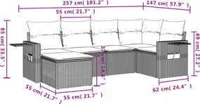 6dílná zahradní sedací souprava s poduškami béžová polyratan 3252796