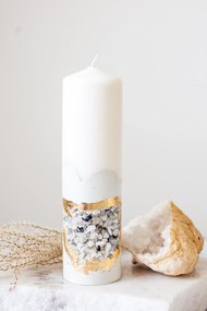 YogaDay Jedinečná velká svíčka s energií měsíčního kamene na betonové základně Druh svíce: 4 - s krystaly