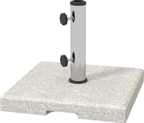 Základna slunečníku Outsunny 25 kg pro tyče s Ø32mm, Ø38mm a Ø48mm, žula a nerezová ocel, základna slunečníku se bočními knoflíky a rukojeťmi, 38x38x3