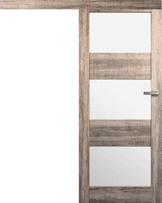 posuvné interiérové dveře na stěnu vasco doors TEO model 5 Průchozí rozměr: 70 x 197 cm, Orientace dveří: Levé dveře, Dekor: Ořech columbia