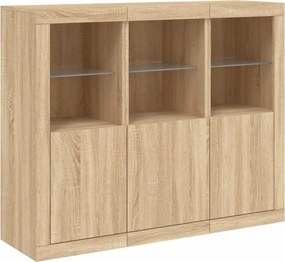 Příborníky s LED osvětlením 3 ks dub sonoma kompozitní dřevo 3209102