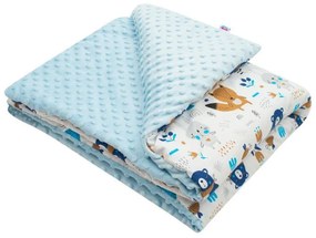 New Baby Dětská deka z Minky s výplní  Medvídci modrá 80x102 cm