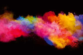 DIMEX | Vliesová fototapeta Exploze barevného prášku MS-5-2549 | 375 x 250 cm | modrá, červená, žlutá, oranžová, růžová