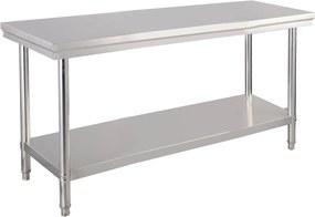Costway Nerezový kuchyňský stůl gastro – 122 × 61 × 90 cm, stříbro