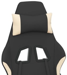 Petromila Herní židle s podnožkou černá a krémová textil