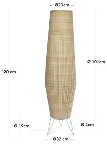 Ratanová stojací lampa v přírodní barvě s ratanovým stínidlem (výška 120 cm) Kamaria – Kave Home