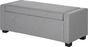 HOMCOM Úložná lavička, čalouněná lavička se skladovacím prostorem, lavička na konec postele, moderní design, plast, šedá tkanina, vícúčelová, 120x50x…