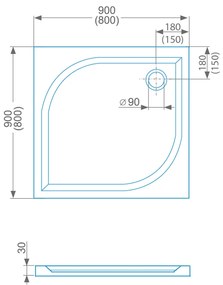 Roltechnik Outlet Čtvercová sprchová vanička iCAST SQUARE z litého mramoru Varianta: rozměry: 80x80 cm - (iCAST_SQUARE_80x80 - 8000221)