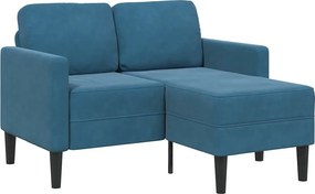 vidaXL Dvoumístná pohovka s lehátkem ve tvaru L 125 cm samet [4107072] Barva: Modrá