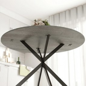 HOMCOM kulatý jídelní stůl pro 4 osoby, Ø100 cm, industriální styl s ocelovými X nohami, šedý