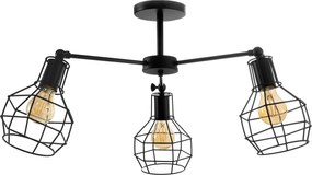 Toolight - Závěsné kovové stropní svítidlo 3-ramenné 3xE27 60W APP734-3C, černá, OSW-08763