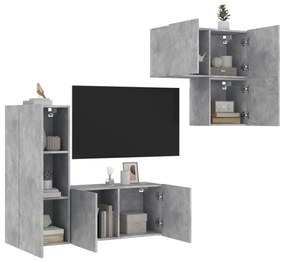4dílná obývací stěna betonově šedá kompozitní dřevo