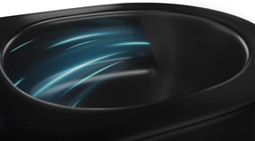 Rea Carlo Mini Tornado NF, závěsná WC mísa 490x365x350mm + toaletní sedátko, černá matná, REA-C3000