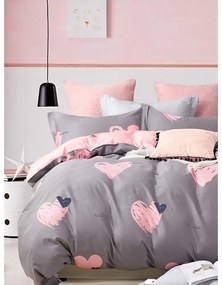 Růžovo-hnědé prodloužené povlečení na dvoulůžko z bavlny Renforcé s prostěradlem/4dílné 200x220 cm Beloved – Mila Home