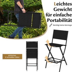 Costway Sada 2 venkovních barových židlí skládacích barových židlí s opěrkou