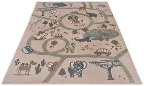 Hanse Home, Dětský koberec Adventures 105972 Cream Brown Grey, 120x170, béžová, dětský pokoj