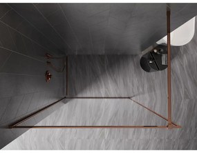 Mexen Kioto-XF, sprchová zástěna s rámem 120 x 202 cm, 10mm čiré sklo, profil růžové zlato, 800-120-104-60-00-X
