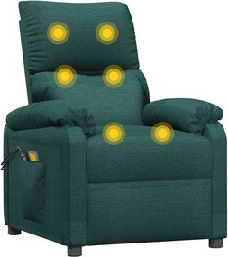 Elektrické masážní křeslo tmavě zelené textil 3098436