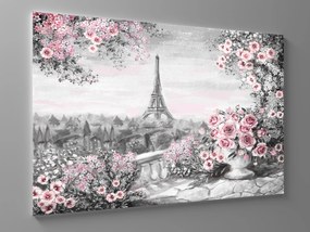 Liox Růžovošedý obraz Eiffelova věž Rozměr: 100 x 65 cm