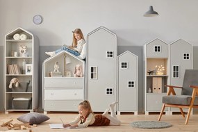 Vingo Dětská komoda domeček – šedá, 126 cm