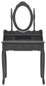 vidaXL Toaletní stolek se stoličkou šedý 75 x 69 x 140 cm pavlovnia