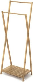 Bambusový věšák na oblečení Compactor Bamboo, dvojitý, hnědá
