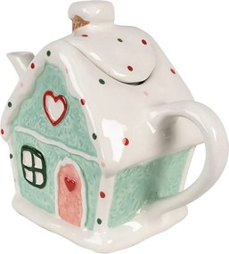 Zelená keramická konvička chaloupka Gingerbread Green - 21*10*15 cm / 600 ml