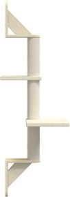 Nástěnné škrabadlo pro kočky se sloupkem krémové 108 cm 172410