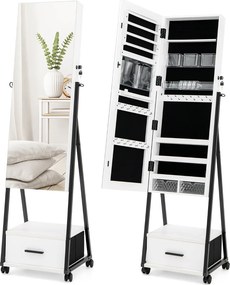 Costway Zrcadlová skříňka na šperky a make-up organizér se zrcadlem po celé