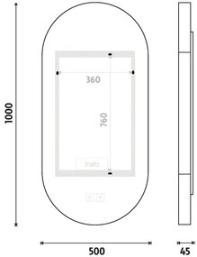 Nimco Bílé LED zrcadlo 500x1000 se dvěma dotykovými senzory - ZPB 32004LVX-05
