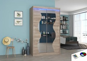 Posuvná skříň se zrcadlem a LED osvětlením OSWALD 120 trufle