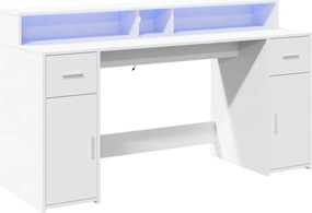 Psací stůl s LED světly bílý 160 x 55 x 91 cm kompozitní dřevo 3309429