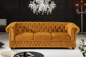 Designová trojsedačka Chesterfield 205 cm hořčičný samet