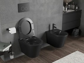 Mexen Rico, závěsná WC mísa 490x360x370 mm, Rimless Tornádo, černá matná, 3372XX85T