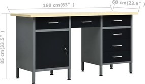 vidaXL Pracovní stůl černý 160 x 60 x 85 cm ocel [145347]