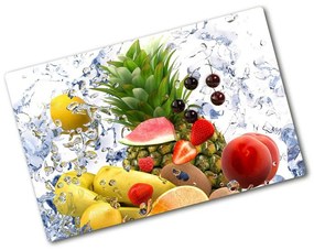 Wallmuralia Kuchyňská deska velká skleněná Ovoce a voda 80x52 cm