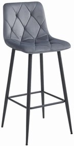 Set tří barových židlí NADO sametové tmavě šedé (černé nohy) 3 ks