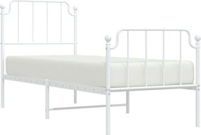 vidaXL Kovový rám postele s hlavovým a nožním čelem 75 x 190 cm [373944] Barva: Bílá